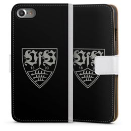 DeinDesign iPhone SE (2020) Handy Klapph&uuml;lle Handyh&uuml;lle aus Kunst Leder wei&szlig; Flip Case Vfb Stuttgart Logo Official Licensed Product Sideflip mit Lasche