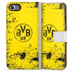 DeinDesign iPhone SE (2020) Handy Klapph&uuml;lle Handyh&uuml;lle aus Kunst Leder wei&szlig; Flip Case Bvb Borussia Dortmund Official Licensed Product Sideflip mit Lasche