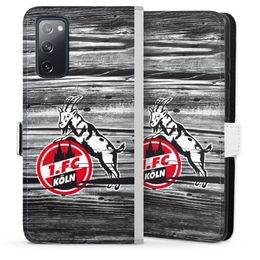 DeinDesign Galaxy S20 FE Handy Klapph&uuml;lle Handyh&uuml;lle aus Kunst Leder wei&szlig; Flip Case 1. Fc K&ouml;ln Official Licensed Product Wooden Look Sideflip mit Lasche