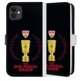 DeinDesign iPhone 11 Handy Klapph&uuml;lle Handyh&uuml;lle aus Kunst Leder wei&szlig; Flip Case Trophy Official Licensed Product Vfb Stuttgart Sideflip mit Lasche