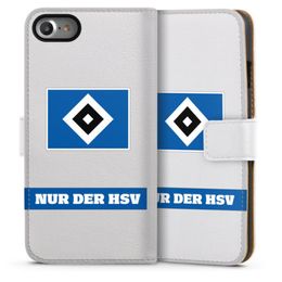 DeinDesign iPhone SE (2020) Handy Klapph&uuml;lle Handyh&uuml;lle aus Kunst Leder wei&szlig; Flip Case Statement Hsv Hamburger Sv Sideflip mit Lasche
