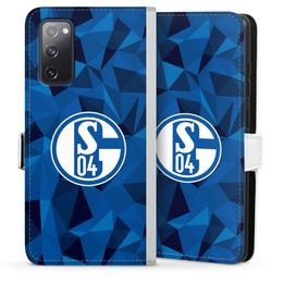 DeinDesign Galaxy S20 FE Handy Klapph&uuml;lle Handyh&uuml;lle aus Kunst Leder wei&szlig; Flip Case Fc Schalke 04 Muster Camouflage Sideflip mit Lasche