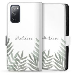 DeinDesign Galaxy S20 FE 5G Handy Klapph&uuml;lle Handyh&uuml;lle aus Kunst Leder wei&szlig; Flip Case Water Colour Palm Tree Jungle Sideflip mit Lasche