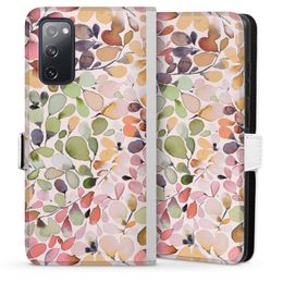 DeinDesign Galaxy S20 FE 5G Handy Klapph&uuml;lle Handyh&uuml;lle aus Kunst Leder wei&szlig; Flip Case Muster Eukalyptus Pattern Sideflip mit Lasche