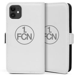 DeinDesign iPhone 11 Handy Klapph&uuml;lle Handyh&uuml;lle aus Kunst Leder wei&szlig; Flip Case 1. Fc N&uuml;rnberg 1. Fcn Transparent Sideflip mit Lasche