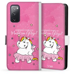 DeinDesign Galaxy S20 FE Handy Klapph&uuml;lle Handyh&uuml;lle aus Kunst Leder wei&szlig; Flip Case Pummeleinhorn Official Licensed Product Pummel & Friends Sideflip mit Lasche