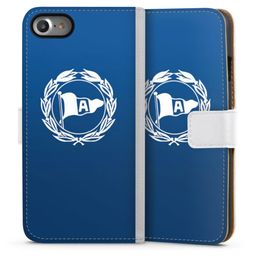 DeinDesign iPhone SE (2020) Handy Klapph&uuml;lle Handyh&uuml;lle aus Kunst Leder wei&szlig; Flip Case Arminia Bielefeld Official Licensed Product Soccer Sideflip mit Lasche