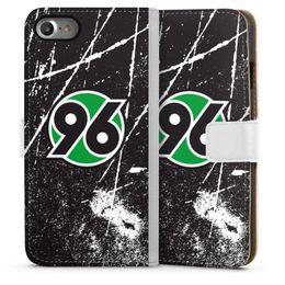 DeinDesign iPhone SE (2022) Handy Klapph&uuml;lle Handyh&uuml;lle aus Kunst Leder wei&szlig; Flip Case Coat Of Arms Hannover 96 H96 Sideflip mit Lasche