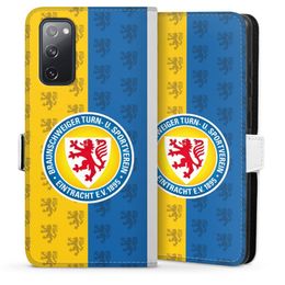 DeinDesign Galaxy S20 FE 5G Handy Klapph&uuml;lle Handyh&uuml;lle aus Kunst Leder wei&szlig; Flip Case Official Licensed Product Eintracht Braunschweig Logo Sideflip mit Lasche