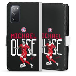 DeinDesign Galaxy S20 FE 5G Handy Klapph&uuml;lle Handyh&uuml;lle aus Kunst Leder wei&szlig; Flip Case Official Licensed Product Michael Olise Fc Bayern M&uuml;nchen Sideflip mit 