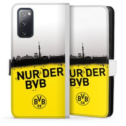 DeinDesign Galaxy S20 FE Handy Klapph&uuml;lle Handyh&uuml;lle aus Kunst Leder wei&szlig; Flip Case Borussia Dortmund Statement Bvb Sideflip mit Lasche