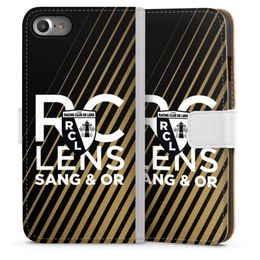 DeinDesign iPhone SE (2020) Handy Klapph&uuml;lle Handyh&uuml;lle aus Kunst Leder wei&szlig; Flip Case Rc Lens Racing Club De Lens Rcl Sideflip mit Lasche