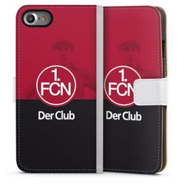 DeinDesign iPhone SE (2022) Handy Klapph&uuml;lle Handyh&uuml;lle aus Kunst Leder wei&szlig; Flip Case Official Licensed Product Der Club 1. Fc N&uuml;rnberg Sideflip mit Lasche
