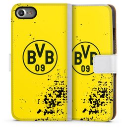 DeinDesign iPhone SE (2020) Handy Klapph&uuml;lle Handyh&uuml;lle aus Kunst Leder wei&szlig; Flip Case Borussia Dortmund Borusse Official Licensed Product Sideflip mit Lasche