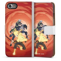 DeinDesign iPhone SE (2020) Handy Klapph&uuml;lle Handyh&uuml;lle aus Kunst Leder wei&szlig; Flip Case Sasuke Sakura Naruto Shippuden Sideflip mit Lasche