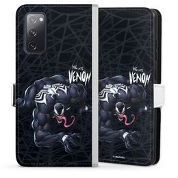 DeinDesign Galaxy S20 FE Handy Klapph&uuml;lle Handyh&uuml;lle aus Kunst Leder wei&szlig; Flip Case Marvel Venom Spiderman Sideflip mit Lasche