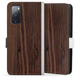 DeinDesign Galaxy S20 FE 5G Handy Klapph&uuml;lle Handyh&uuml;lle aus Kunst Leder wei&szlig; Flip Case Nut Tree Wood Wooden Look Sideflip mit Lasche