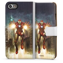 DeinDesign iPhone SE (2020) Handy Klapph&uuml;lle Handyh&uuml;lle aus Kunst Leder wei&szlig; Flip Case Iron Man Avengers Marvel Sideflip mit Lasche
