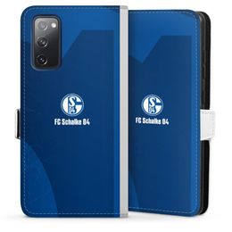 DeinDesign Galaxy S20 FE 5G Handy Klapph&uuml;lle Handyh&uuml;lle aus Kunst Leder wei&szlig; Flip Case Official Licensed Product Bundesliga Fc Schalke 04 Sideflip mit Lasche