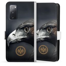 DeinDesign Galaxy S20 FE 5G Handy Klapph&uuml;lle Handyh&uuml;lle aus Kunst Leder wei&szlig; Flip Case Official Licensed Product Eintracht Frankfurt Eagle Sideflip mit Lasche