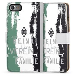 DeinDesign iPhone SE (2020) Handy Klapph&uuml;lle Handyh&uuml;lle aus Kunst Leder wei&szlig; Flip Case Borussia M&ouml;nchengladbach Statement Official Licensed Product Sideflip mit 