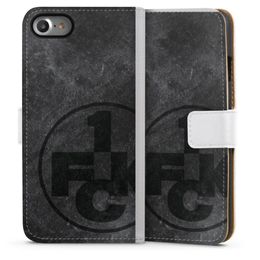 DeinDesign iPhone SE (2020) Handy Klapph&uuml;lle Handyh&uuml;lle aus Kunst Leder wei&szlig; Flip Case Concrete 1. Fck 1. Fc Kaiserslautern Sideflip mit Lasche