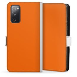 DeinDesign Galaxy S20 FE 5G Handy Klapph&uuml;lle Handyh&uuml;lle aus Kunst Leder wei&szlig; Flip Case Colour Unicoloured Orange Sideflip mit Lasche
