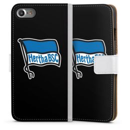 DeinDesign iPhone SE (2020) Handy Klapph&uuml;lle Handyh&uuml;lle aus Kunst Leder wei&szlig; Flip Case Official Licensed Product Logo Hertha Bsc Sideflip mit Lasche
