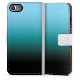 DeinDesign iPhone SE (2020) Handy Klapph&uuml;lle Handyh&uuml;lle aus Kunst Leder wei&szlig; Flip Case Ombre Two-Tone Black Sideflip mit Lasche