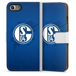 DeinDesign iPhone SE (2020) Handy Klapph&uuml;lle Handyh&uuml;lle aus Kunst Leder wei&szlig; Flip Case Fc Schalke 04 Official Licensed Product Sideflip mit Lasche