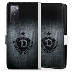 DeinDesign Galaxy S20 FE 5G Handy Klapph&uuml;lle Handyh&uuml;lle aus Kunst Leder wei&szlig; Flip Case Sg Dynamo Dresden Official Licensed Product Vintage Sideflip mit Lasche