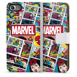 DeinDesign iPhone SE (2020) Handy Klapph&uuml;lle Handyh&uuml;lle aus Kunst Leder wei&szlig; Flip Case Muster Comic Marvel Sideflip mit Lasche