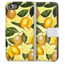 DeinDesign iPhone SE (2020) Handy Klapph&uuml;lle Handyh&uuml;lle aus Kunst Leder wei&szlig; Flip Case Summer Lemon Fruits Sideflip mit Lasche