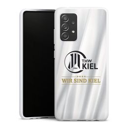 DeinDesign Galaxy A52s 5G Handy Silikon H&uuml;lle Case wei&szlig; Handyh&uuml;lle Official Licensed Product Thw Kiel Handball Silikon Case