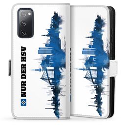 DeinDesign Galaxy S20 FE 5G Handy Klapph&uuml;lle Handyh&uuml;lle aus Kunst Leder wei&szlig; Flip Case Hsv Official Licensed Product Bundesliga Sideflip mit Lasche