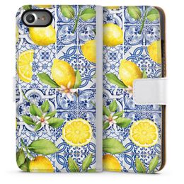 DeinDesign iPhone SE (2020) Handy Klapph&uuml;lle Handyh&uuml;lle aus Kunst Leder wei&szlig; Flip Case Lemon Greece Muster Sideflip mit Lasche
