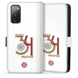 DeinDesign Galaxy S20 FE Handy Klapph&uuml;lle Handyh&uuml;lle aus Kunst Leder wei&szlig; Flip Case Official Licensed Product Master Fc Bayern M&uuml;nchen Sideflip mit Lasche