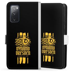 DeinDesign Galaxy S20 FE Handy Klapph&uuml;lle Handyh&uuml;lle aus Kunst Leder wei&szlig; Flip Case Sgd Statement Sg Dynamo Dresden Sideflip mit Lasche