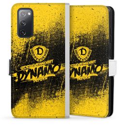 DeinDesign Galaxy S20 FE Handy Klapph&uuml;lle Handyh&uuml;lle aus Kunst Leder wei&szlig; Flip Case Logo Official Licensed Product Sg Dynamo Dresden Sideflip mit Lasche