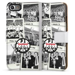 DeinDesign iPhone SE (2020) Handy Klapph&uuml;lle Handyh&uuml;lle aus Kunst Leder wei&szlig; Flip Case Retro Eintracht Frankfurt Official Licensed Product Sideflip mit Lasche