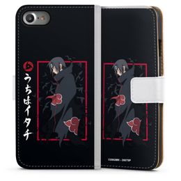DeinDesign iPhone SE (2020) Handy Klapph&uuml;lle Handyh&uuml;lle aus Kunst Leder wei&szlig; Flip Case Itachi Uchiha Official Licensed Product Naruto Shippuden Sideflip mit 