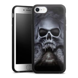 DeinDesign iPhone SE (2020) Handy Gallery Case Handyh&uuml;lle 9H Geh&auml;rtetes Glas R&uuml;ckseite H&uuml;lle Halloween Totenkopf Skull Gallery Case