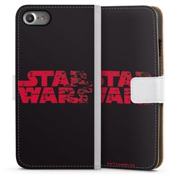 DeinDesign iPhone SE (2020) Handy Klapph&uuml;lle Handyh&uuml;lle aus Kunst Leder wei&szlig; Flip Case Star Wars Logo Merchandise Sideflip mit Lasche