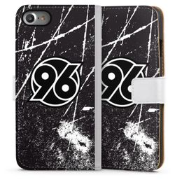 DeinDesign iPhone SE (2020) Handy Klapph&uuml;lle Handyh&uuml;lle aus Kunst Leder wei&szlig; Flip Case Official Licensed Product H96 Hannover 96 Sideflip mit Lasche