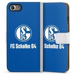 DeinDesign iPhone SE (2020) Handy Klapph&uuml;lle Handyh&uuml;lle aus Kunst Leder wei&szlig; Flip Case Official Licensed Product Logo Fc Schalke 04 Sideflip mit Lasche