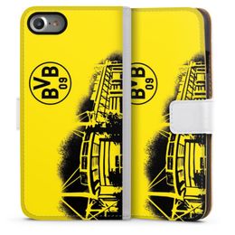 DeinDesign iPhone SE (2020) Handy Klapph&uuml;lle Handyh&uuml;lle aus Kunst Leder wei&szlig; Flip Case Bvb Borussia Dortmund Stadium Sideflip mit Lasche