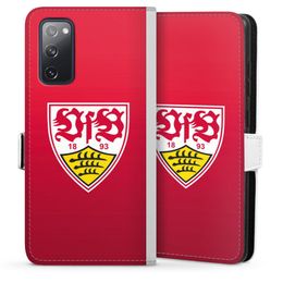 DeinDesign Galaxy S20 FE Handy Klapph&uuml;lle Handyh&uuml;lle aus Kunst Leder wei&szlig; Flip Case Vfb Stuttgart Official Licensed Product Logo Sideflip mit Lasche