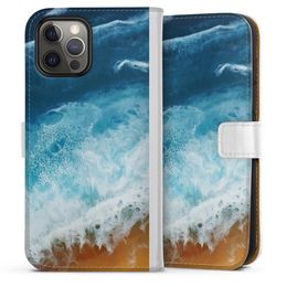 DeinDesign iPhone 12 Pro Max Handy Klapph&uuml;lle Handyh&uuml;lle aus Kunst Leder wei&szlig; Flip Case Summer Water Beach Sideflip mit Lasche