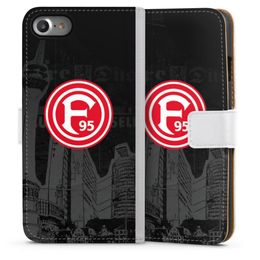 DeinDesign iPhone SE (2020) Handy Klapph&uuml;lle Handyh&uuml;lle aus Kunst Leder wei&szlig; Flip Case Logo Official Licensed Product Fortuna D&uuml;sseldorf Sideflip mit Lasche