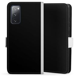 DeinDesign Galaxy S20 FE 5G Handy Klapph&uuml;lle Handyh&uuml;lle aus Kunst Leder wei&szlig; Flip Case Unicoloured Black Colour Sideflip mit Lasche